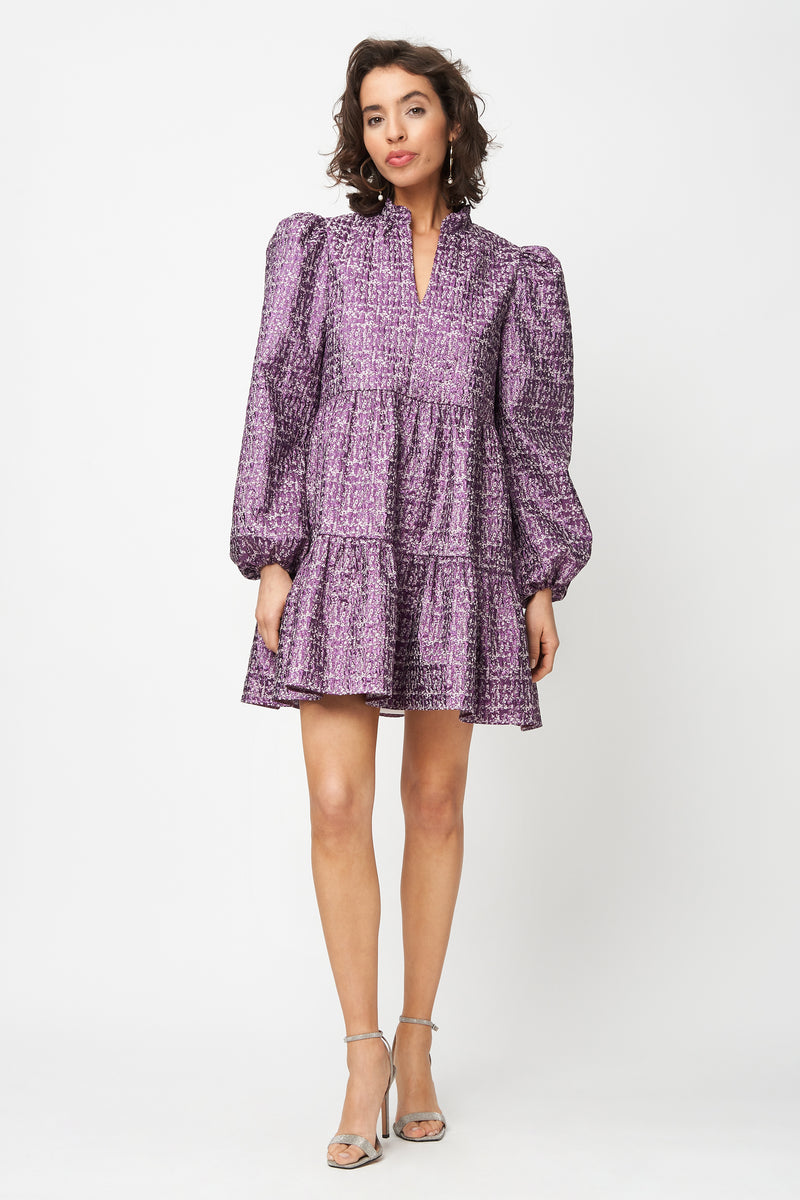 Riley Dress Purple Metallic – Fresha London
